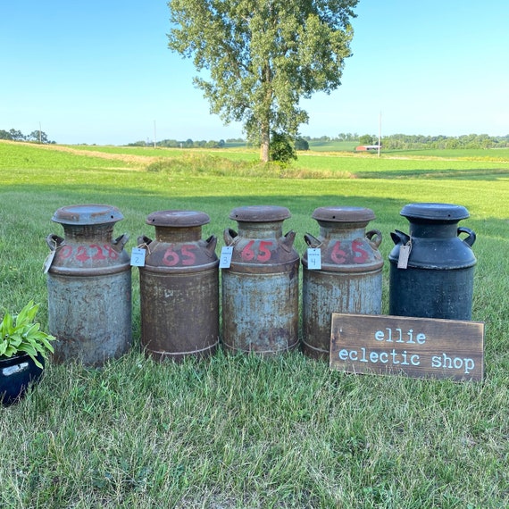 Large Rustic Antique Milk Cans for Front Porch Decor Vintage - Etsy