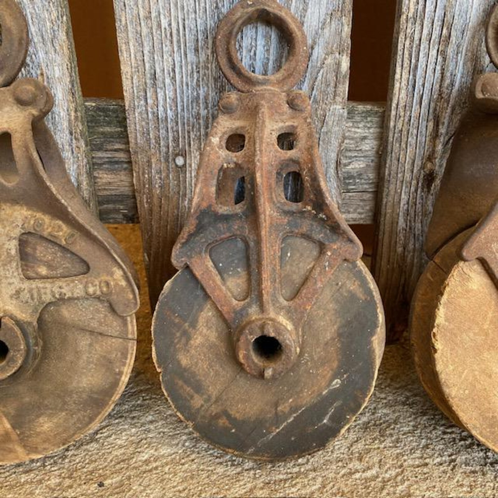 Vintage Metal and Wood Barn Pulleys [your Choice] | Rustic Industrial ...