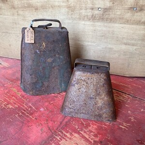 Large Vintage Cow Bells Set of 2 7 and 4.5 Old Antique Farmhouse ...