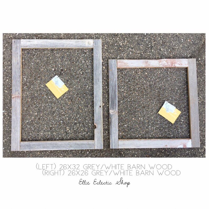 Large chicken wire frame 26x26 26x32 reclaimed barn board | Etsy