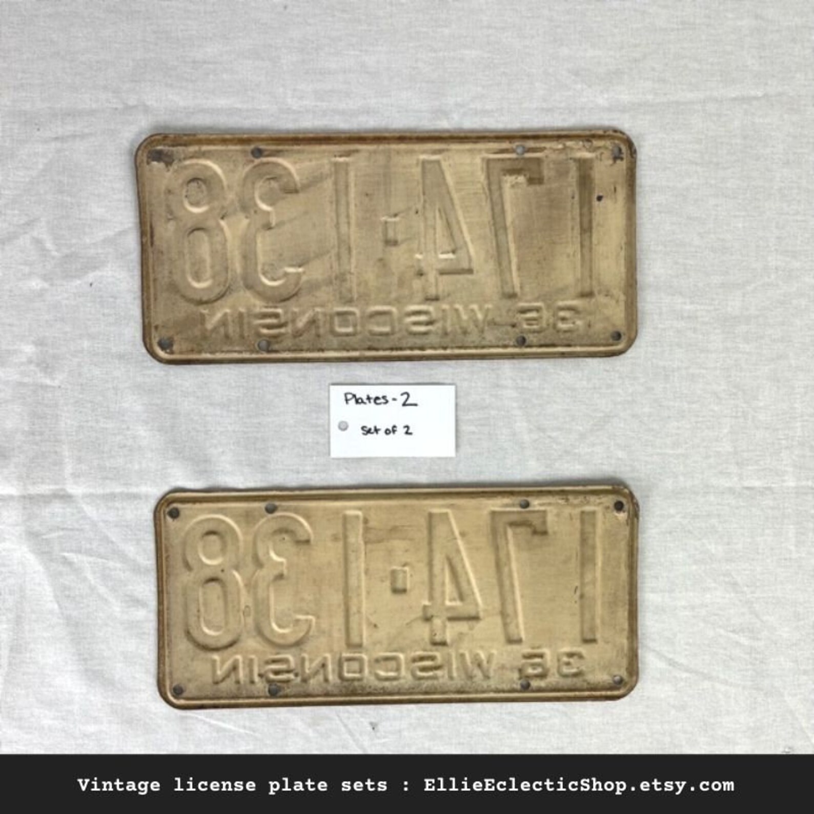Vintage Metal License Plates Set Old Wisconsin Licence | Etsy