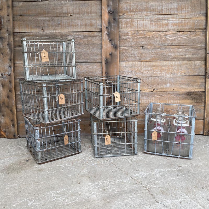 Antique Wire Milk Crate - Etsy