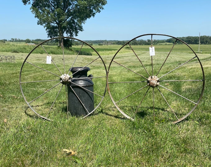 Extra Large 40" Vintage Metal Wheels | Antique Farmhouse Industrial ...