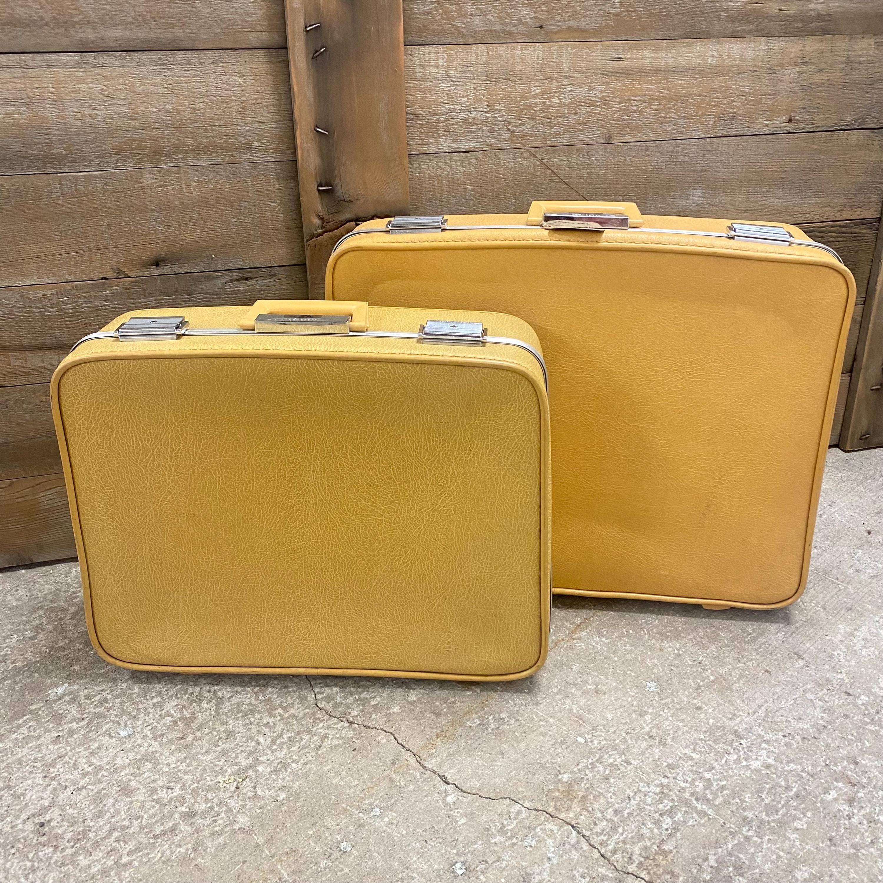 Retro Yellow Towncraft Luggage Set: 3-piece Vintage Travel - Etsy