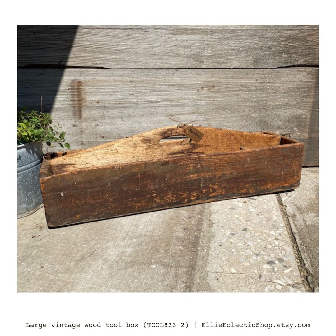 Large 3ft Old Carpenters Wood Tool Box Vintage Wooden Tool Chest Rustic ...