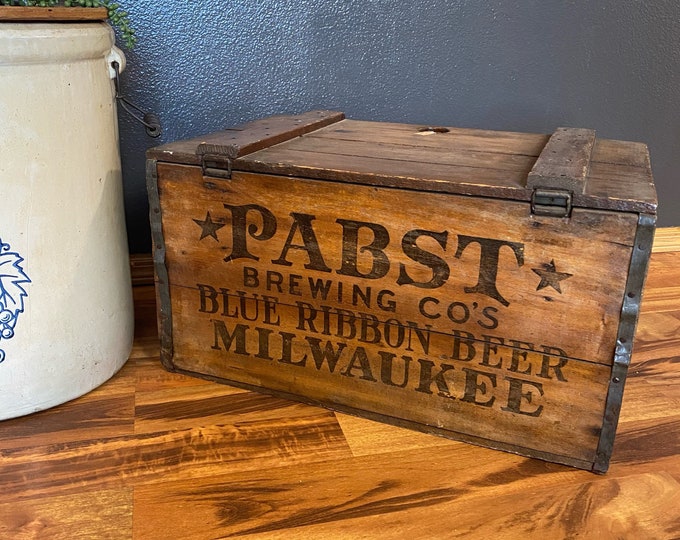Antique Pabst Blue Ribbon Wood Box 2ft | Pre- Prohibition Large Vintage ...