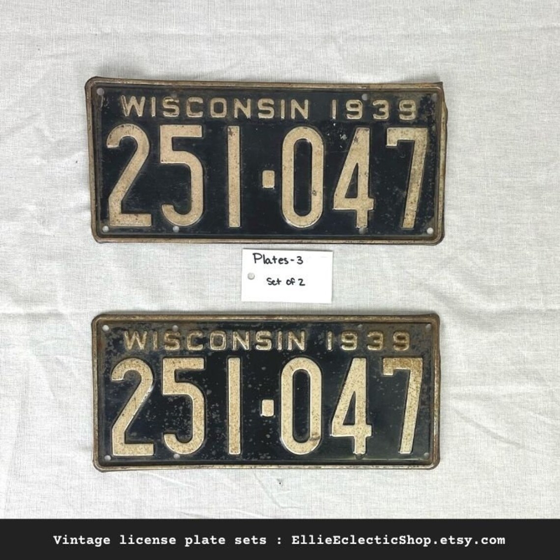 Vintage Metal License Plates Set Old Wisconsin Licence - Etsy