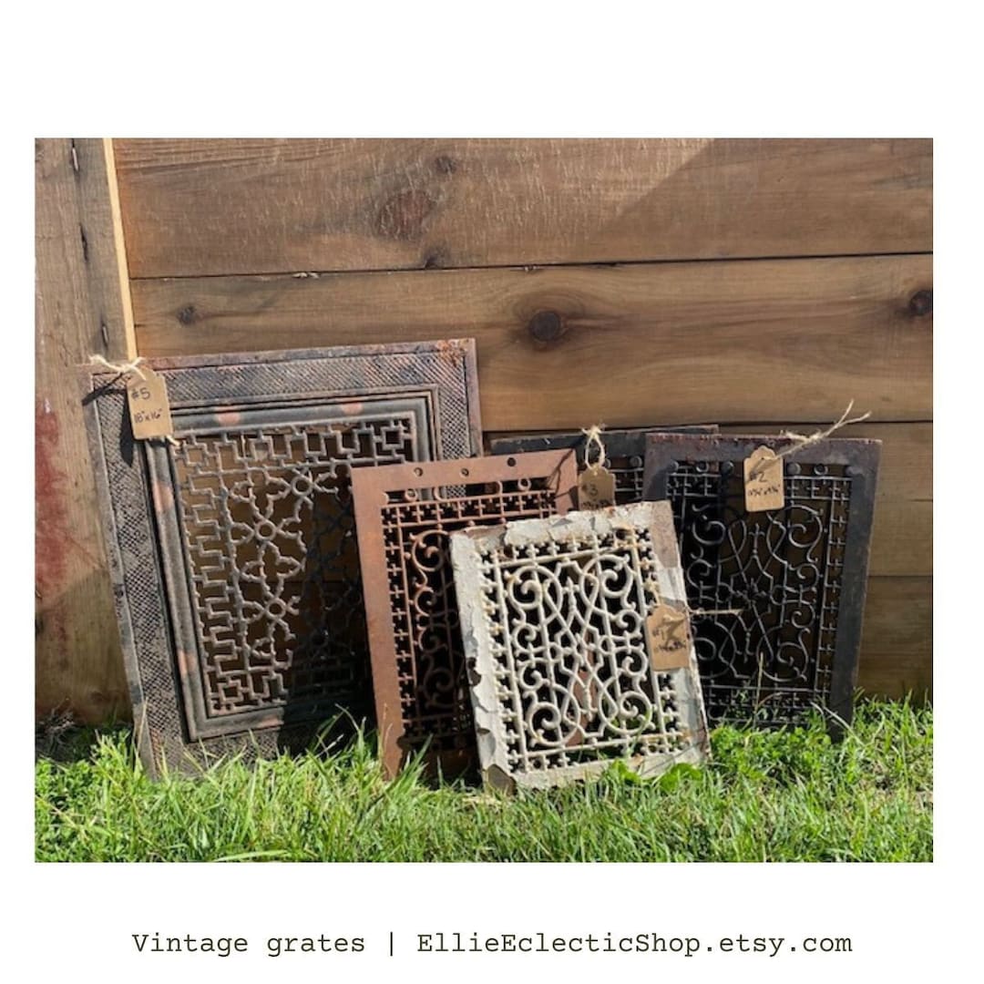 Vintage Cast Iron Floor Grates, Salvaged Architectural Metal Decor ...