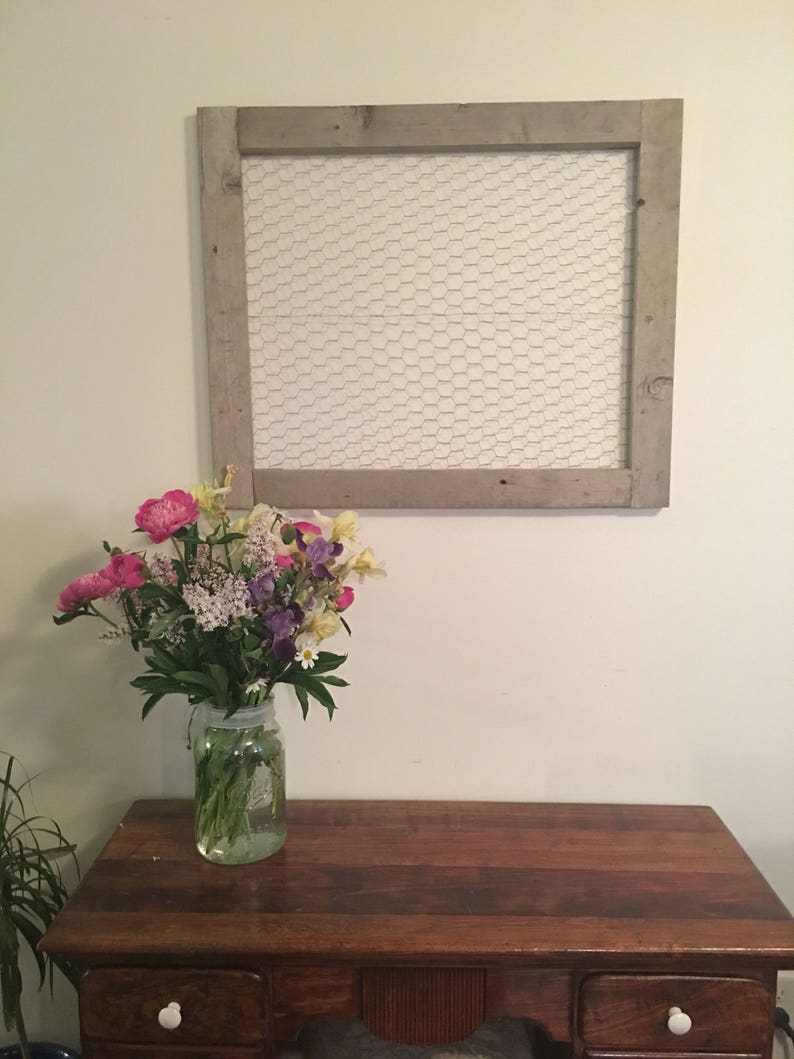 Large chicken wire frame 26x26 26x32 reclaimed barn board | Etsy