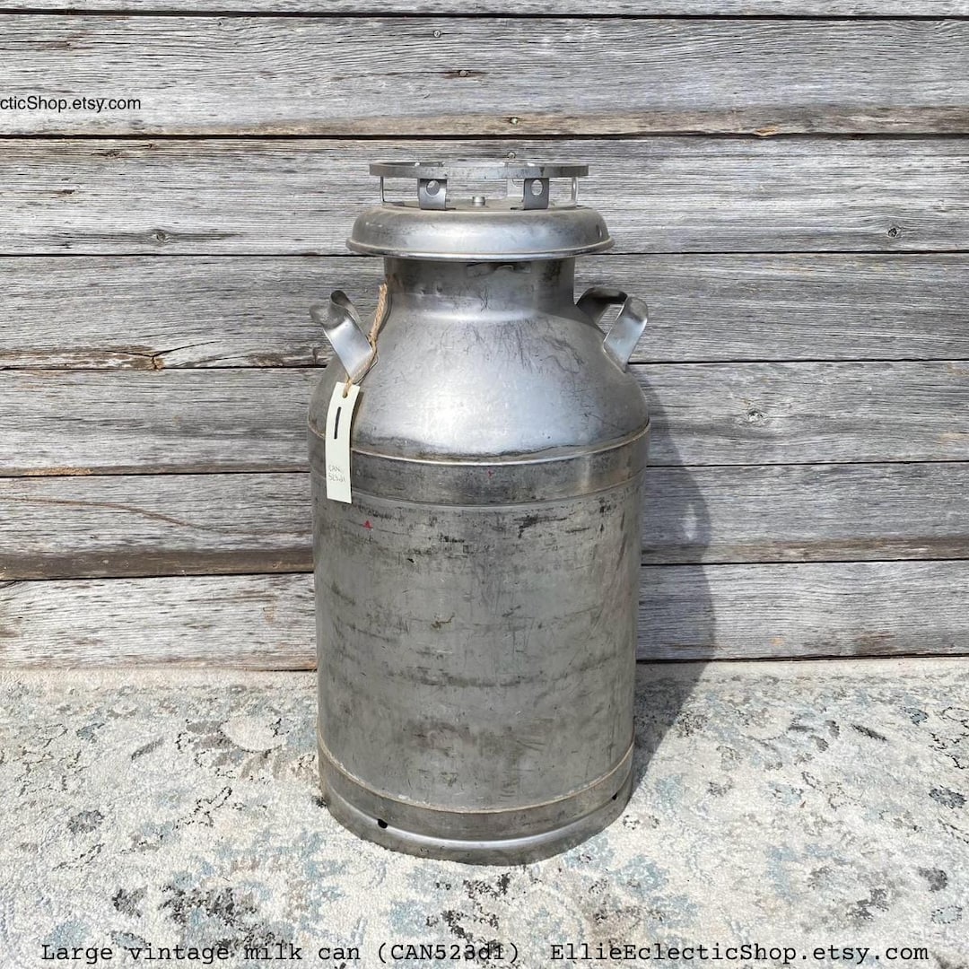 Large Tall Milk Can, Vintage 10 Gallon Milk Jug With Lid, Front Porch ...