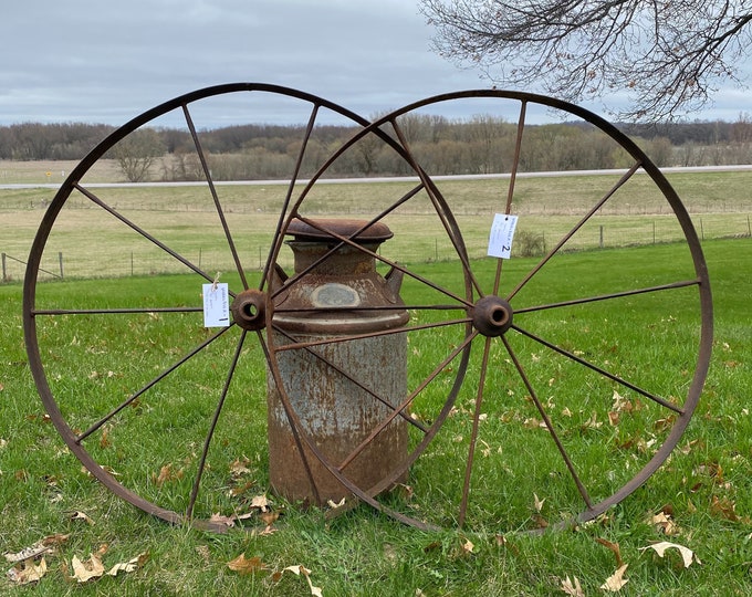 Large 36" Vintage Metal Wheels | Antique Farmhouse Industrial Salvage ...