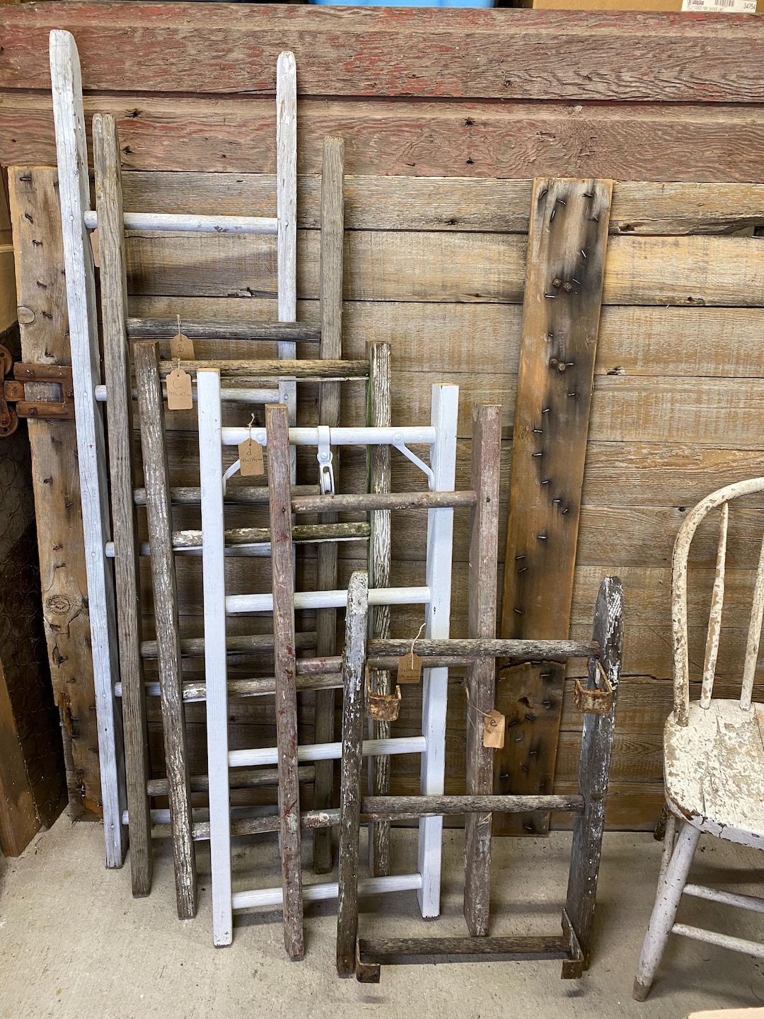 Rustic Wooden Ladder: Vintage Farmhouse Decor (3ft-4ft) - Etsy