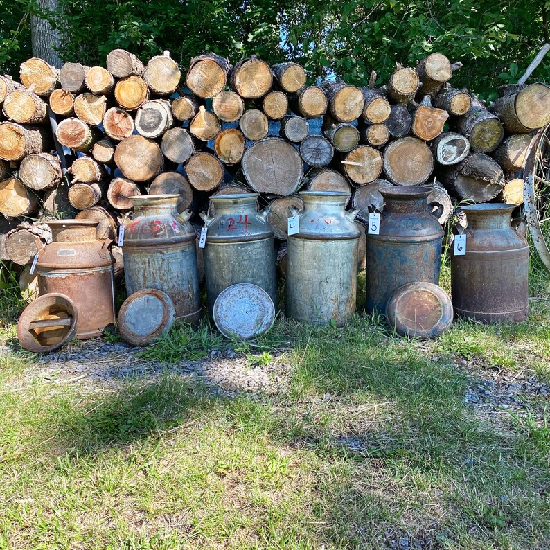 Large Rustic Antique Milk Cans Vintage Milk Jug Rusty Metal - Etsy