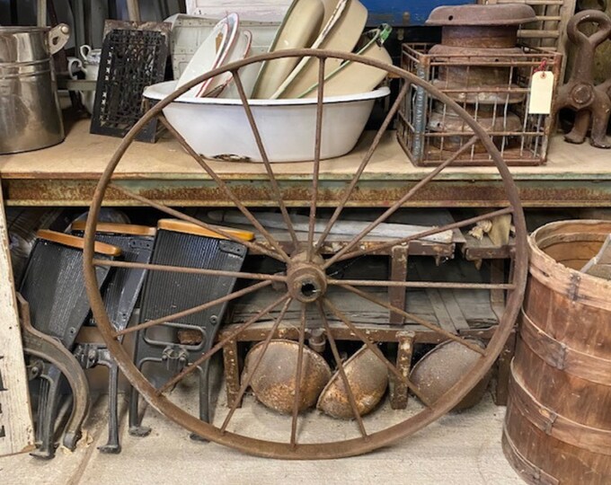 Extra Large 41 Vintage Metal Wheels Antique Farmhouse Industrial ...