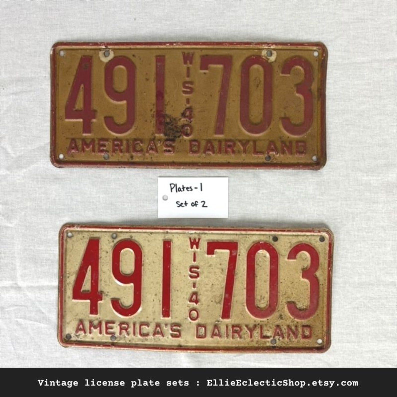 Vintage Metal License Plates Set Old Wisconsin Licence | Etsy