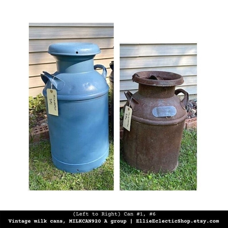 Large rustic antique milk cans Vintage milk jug Rusty metal | Etsy
