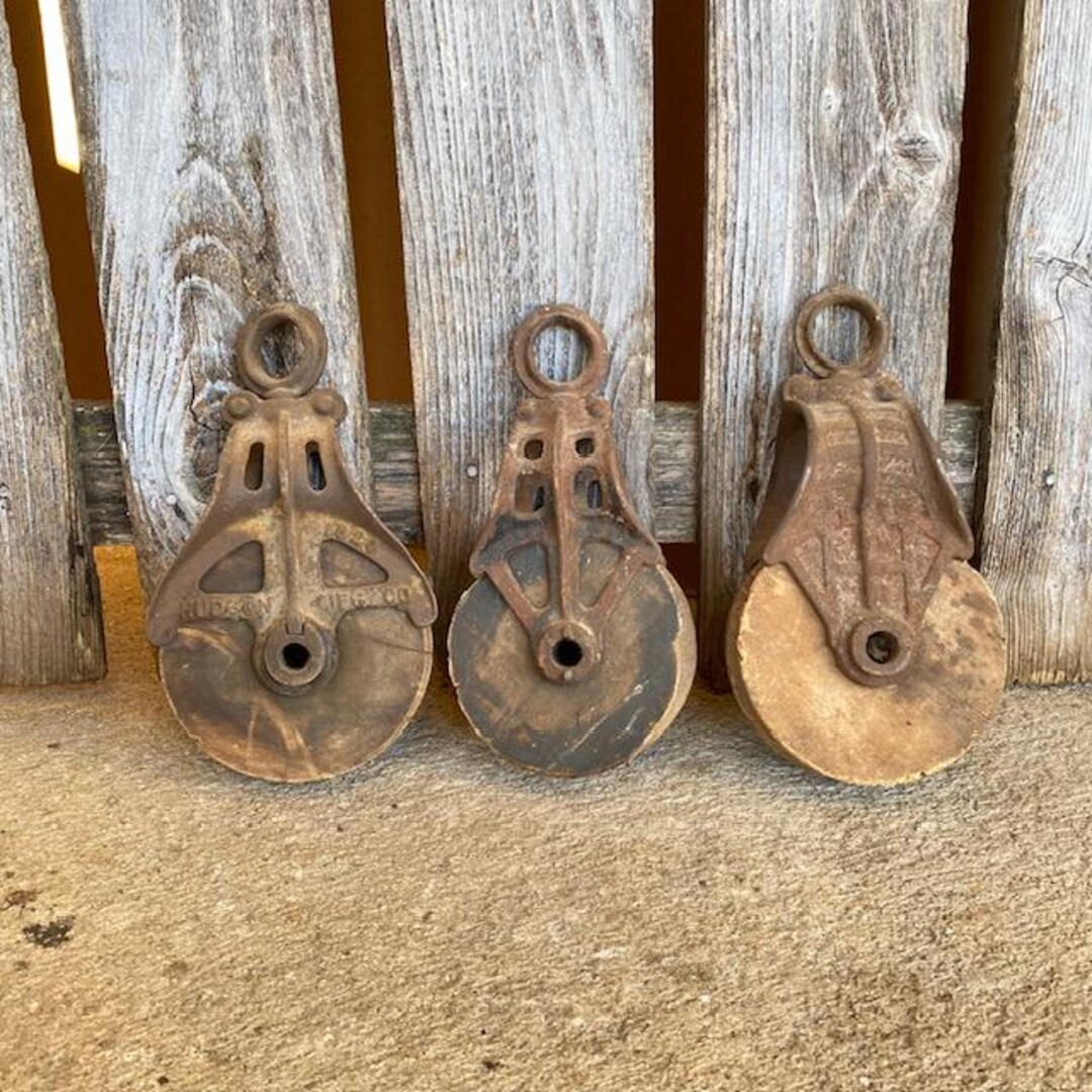 Vintage Metal and Wood Barn Pulleys [your Choice] | Rustic Industrial ...