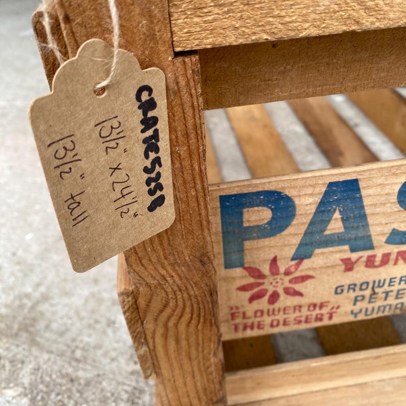 Wood Crate Box, Pasque Yuma Melons Wooden Crate, Country Home Storage ...
