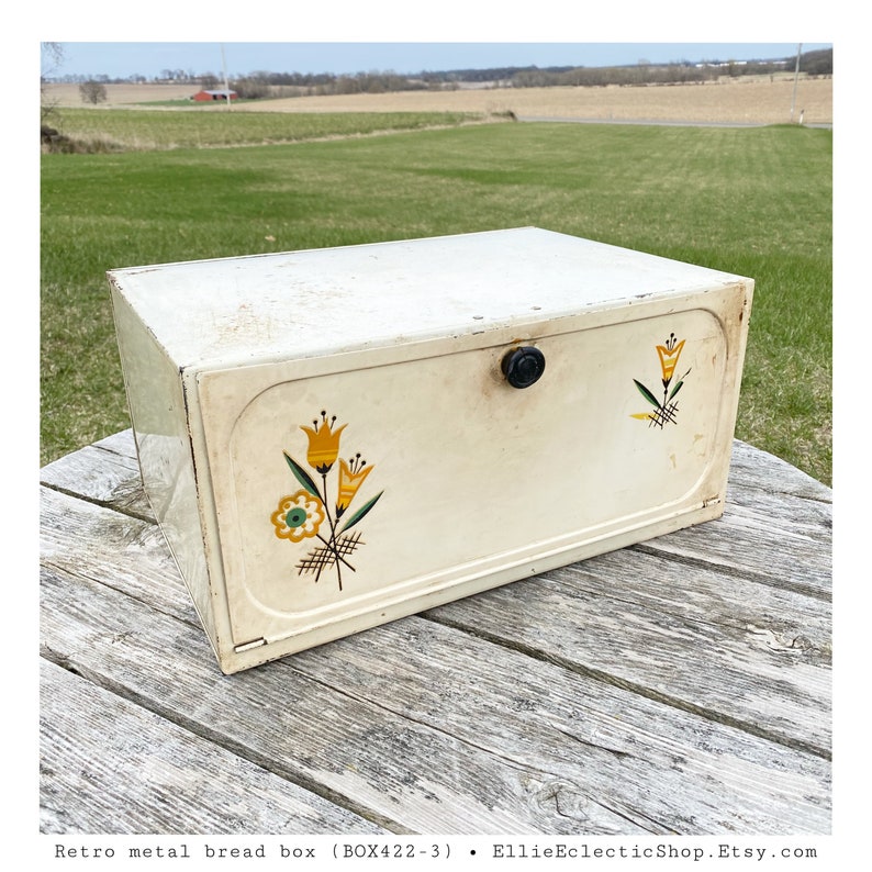 Retro White Metal Bread Box for Kitchen Counter Top farmhouse - Etsy