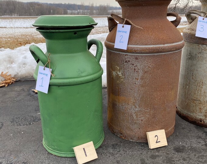 Large Rustic Antique Milk Cans for Front Porch Decor| Vintage Milk Jug ...