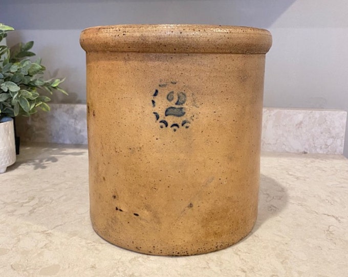 Vintage Cream Crock 2 Gallon Stoneware | 11" Tall Beige Stoneware ...