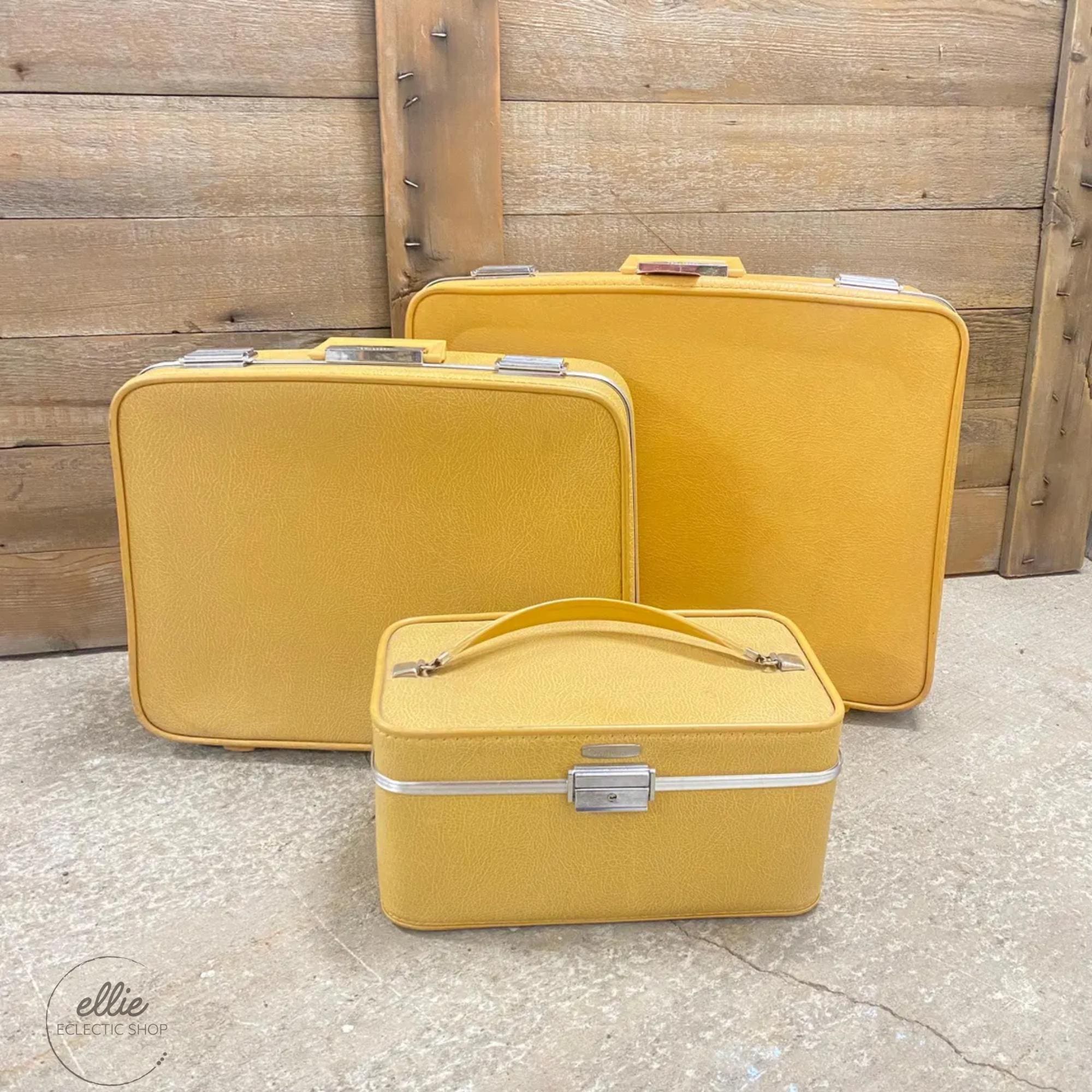 Retro Yellow Towncraft Luggage Set: 3-piece Vintage Travel - Etsy