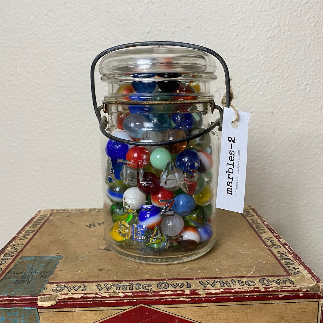 Jar of Marbles | Assorted Vintage Marbles, Atlas Ball Mason Jar, Vitro ...