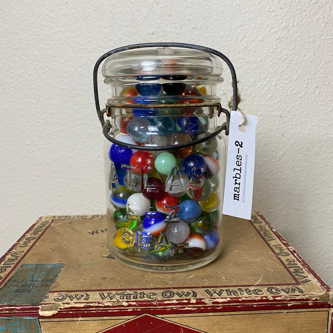 Jar of Marbles Assorted Vintage Marbles Atlas Ball Mason | Etsy