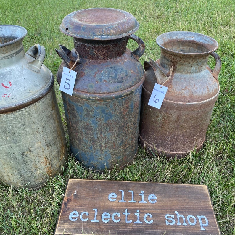 Large Rustic Antique Milk Cans Vintage Milk Jug Rusty Metal - Etsy