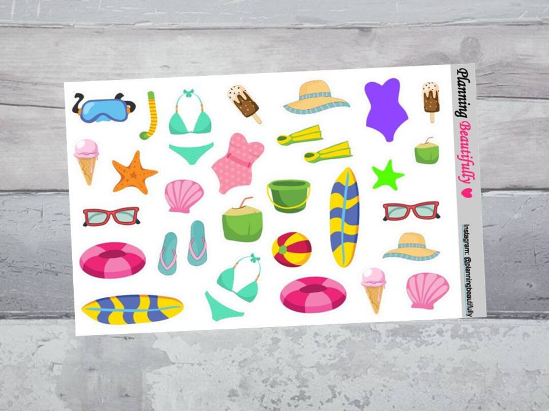 Summer Stickers Summer Clipart Summer Essentials Bikini - Etsy