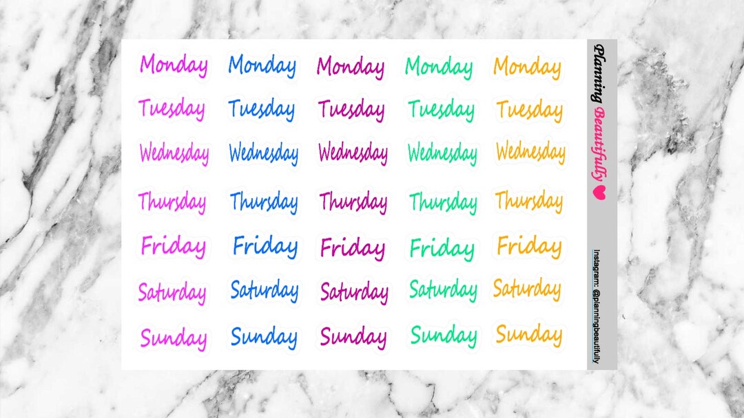 Days of the Week Stickers, Weekday Stickers, Date Covers, Date Cover ...