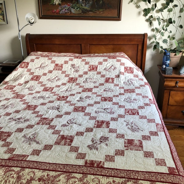 Toile Quilt - Etsy