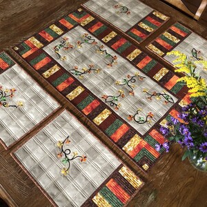 Quilted Autumn Table Set (table Unner and 4 Table Mats) - Etsy