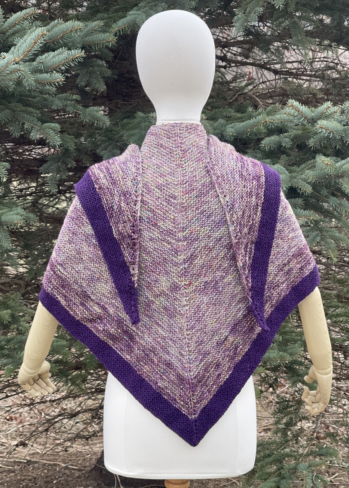 Hand Knit Wool Triangle Shawl - Etsy