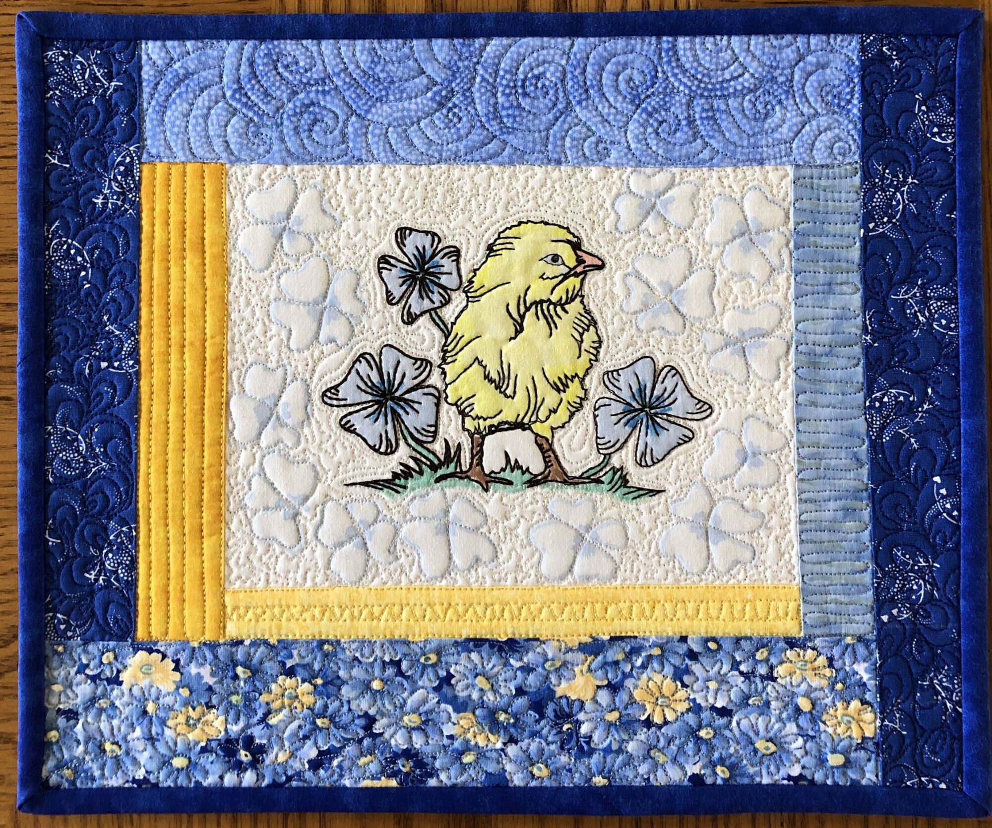 Easter Mini Quilt With Chicken Embroidery - Etsy