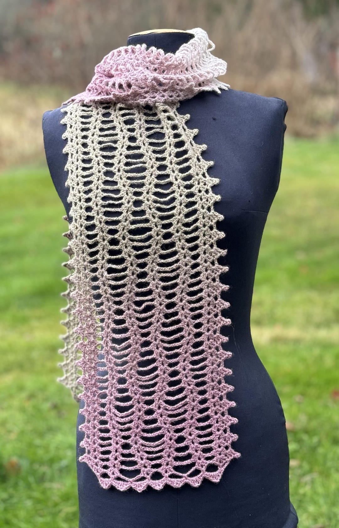 Chain and Shell Crochet Scarf - Etsy