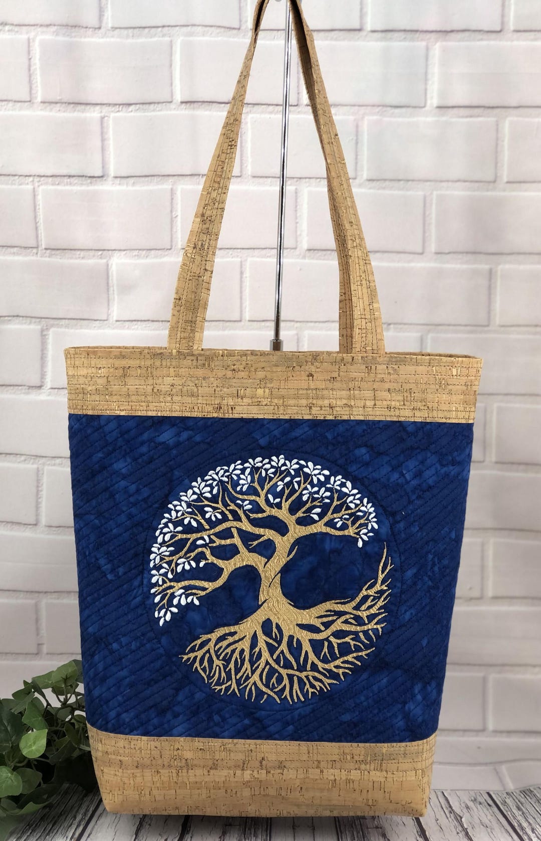 Quilted Cork Tote With Celtic Tree of Life Embroidery - Etsy