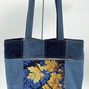 Maple Leaves Upcycle Denim Tote Bag - Etsy