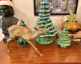 Vintage Brass Deer Figurines, Large Brass Deer, Mid Century Decor ...