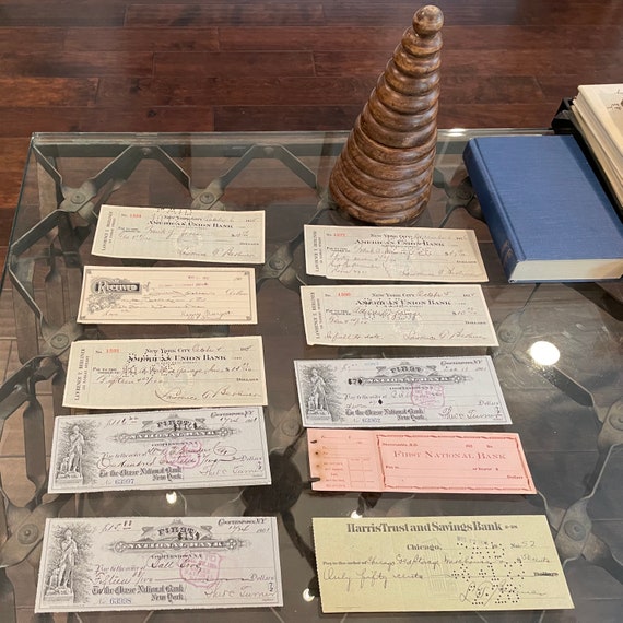Antique 1900s Checks antique Handwriting | Etsy