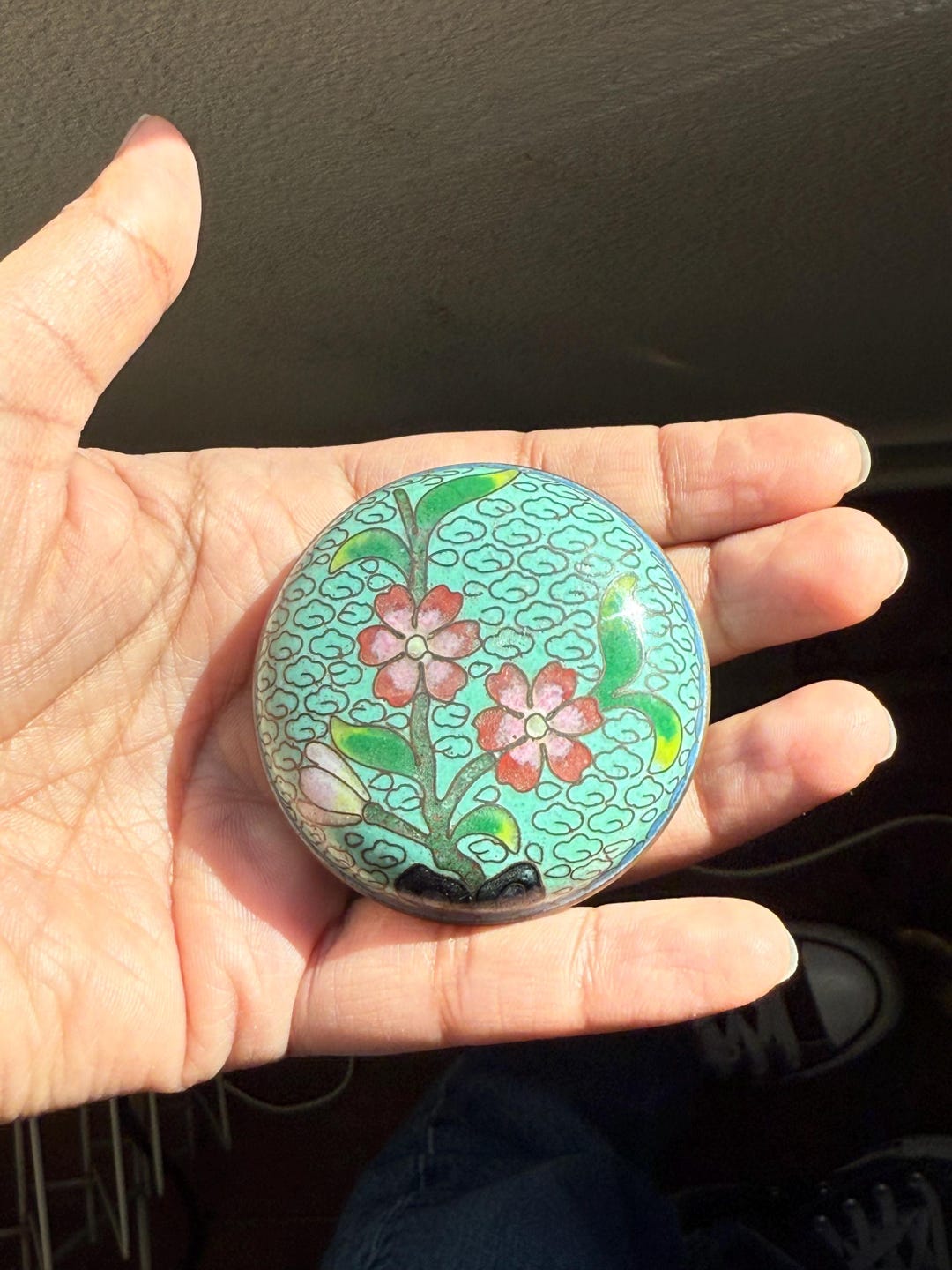 Small Round Cloisonne Box--floral Cloisonne Box--asian Trinket Box ...