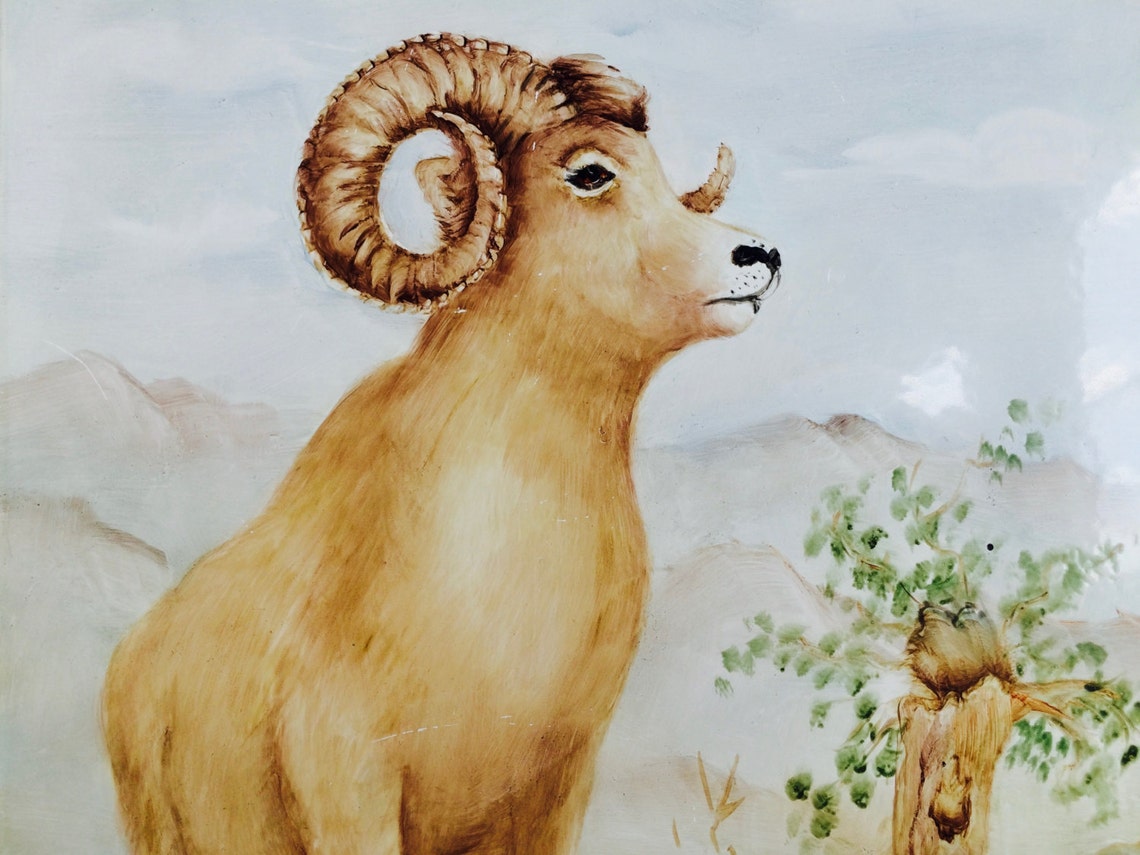 Ram Painting On MetalMan Cave Art | Etsy