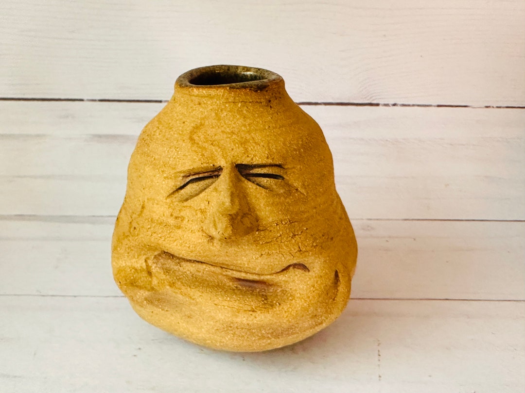 Gretchen Larson Face Vasevintage Stoneware Vasesigned Studio Pottery ...