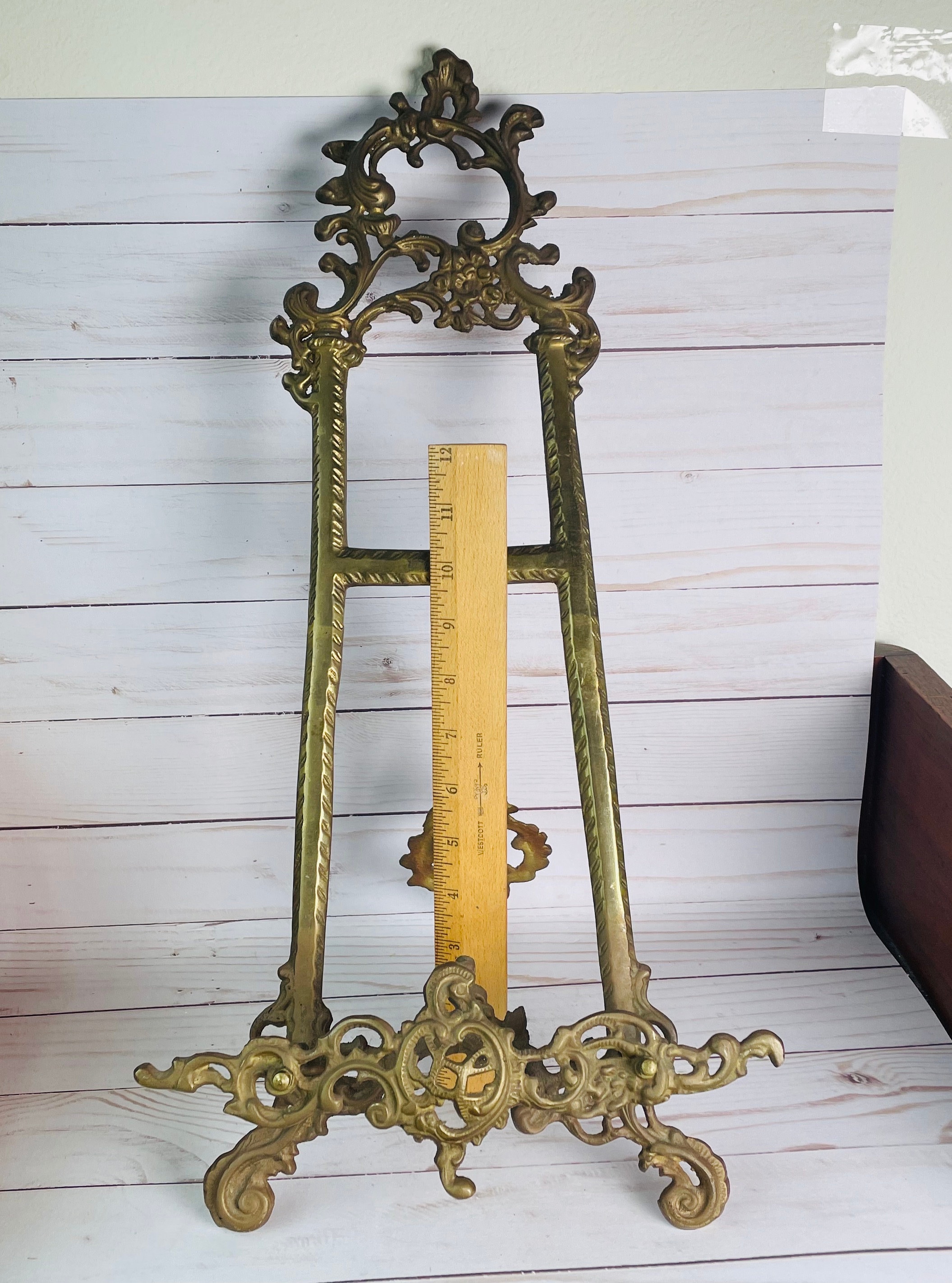 Extra Large Photo Easel Solid Brass--ornate Brass Art Easel - Etsy