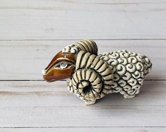 Ceramic Ram Figurine - Etsy