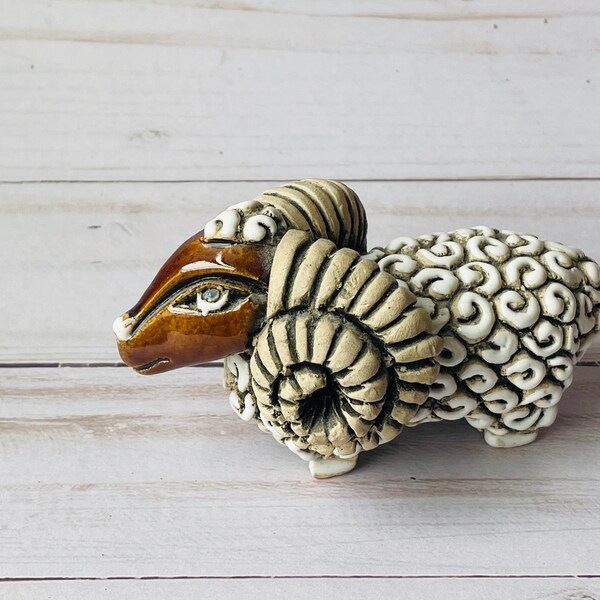 Ceramic Ram Figurine - Etsy