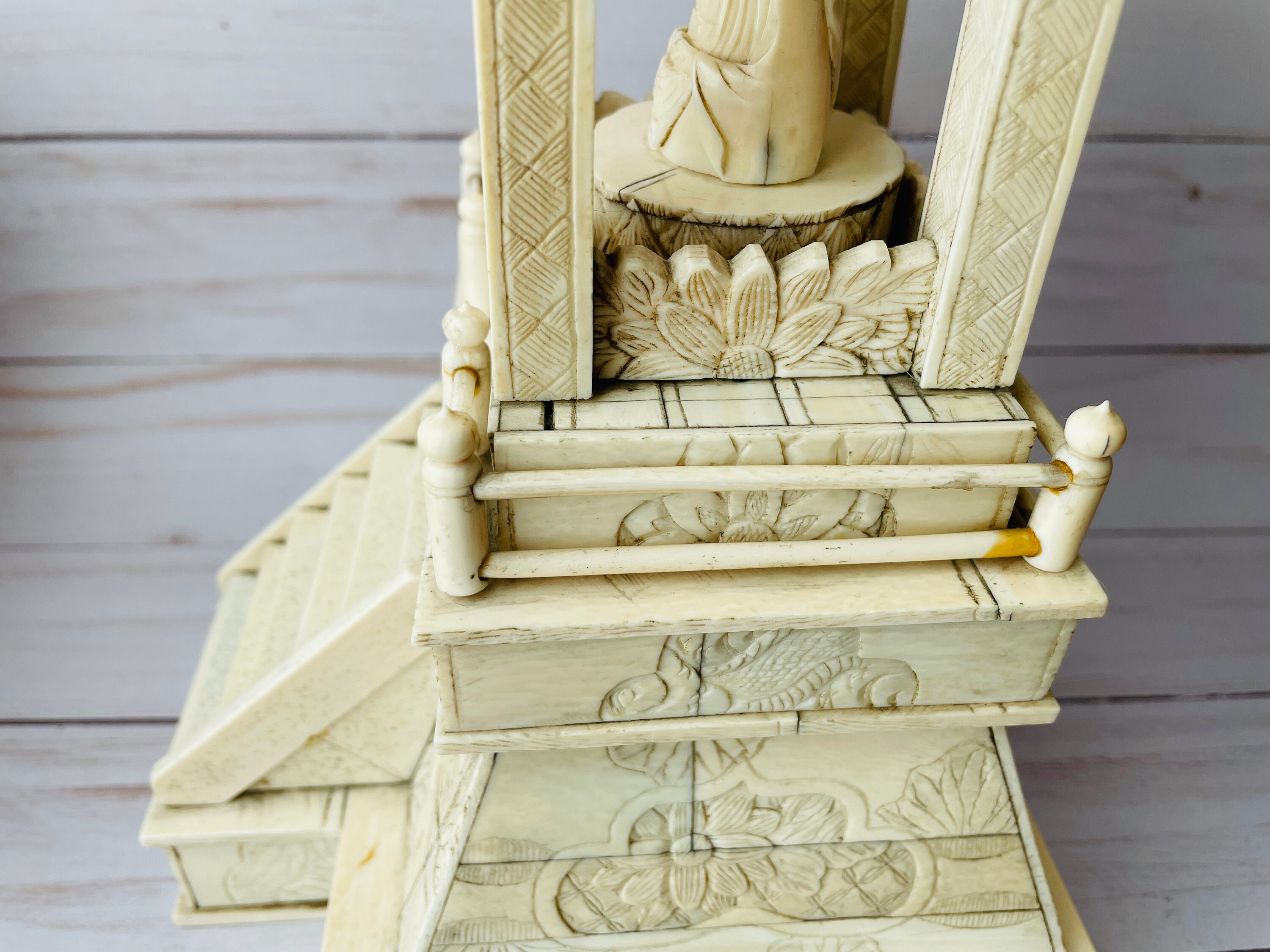 Vintage Carved Bone Buddha Templecarved Chinoiserie Pagoda - Etsy