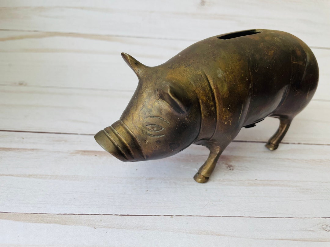 Vintage MCM Metal Pig Coin Bank - Etsy