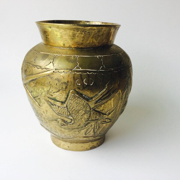 Asian Brass Vase - Etsy