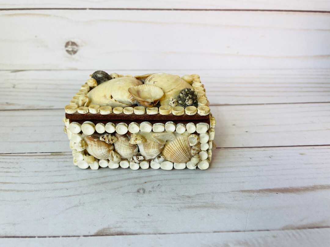 Vintage Sea Shell Encrusted Box - Etsy